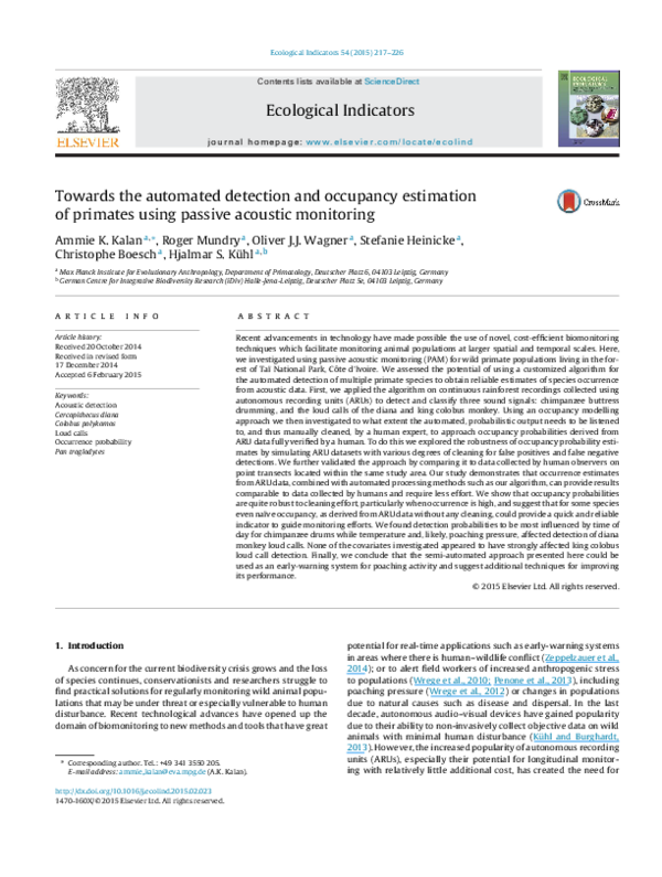 Pdf Towards The Automated Detection And Occupancy Estimation Of