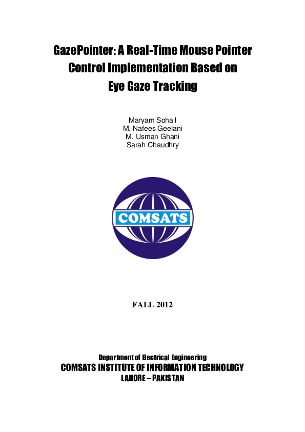 (PDF) GazePointer: A Real-Time Mouse Pointer Control Implementation Based on Eye Gaze Tracking