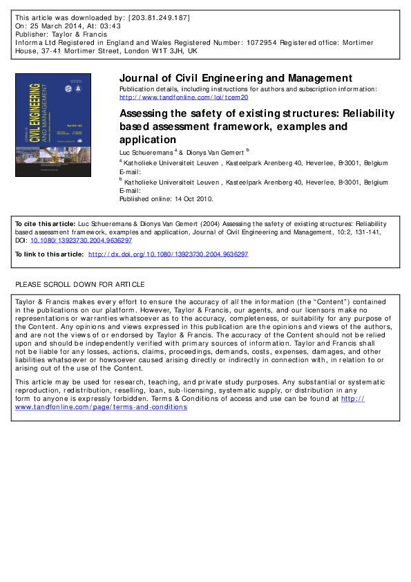Pdf Assessing The Safety Of Existing Structures Reliability Based