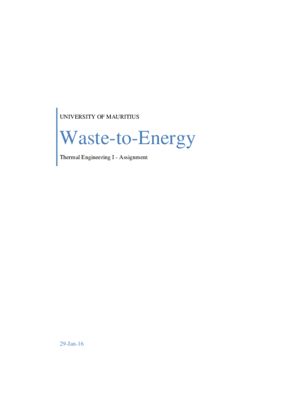 (PDF) Waste-to-Energy