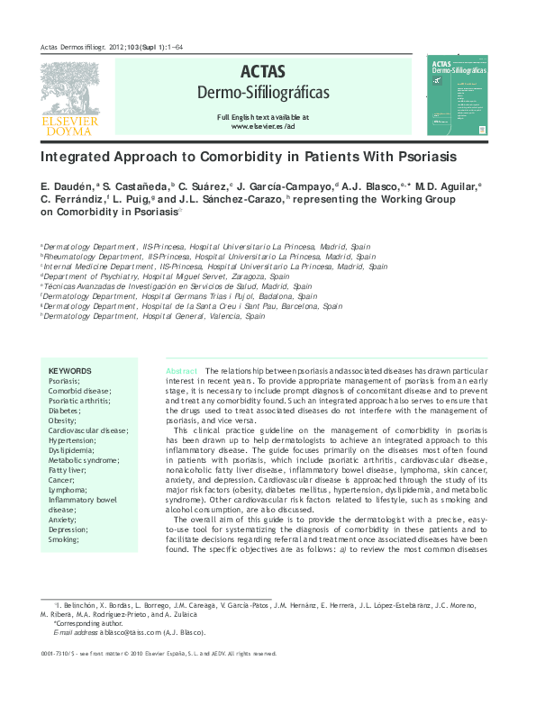 (PDF) Guideline for Comorbidity Management in Psoriasis