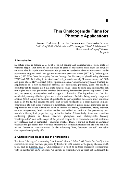(PDF) Thin Chalcogenide Films for Photonic Applications