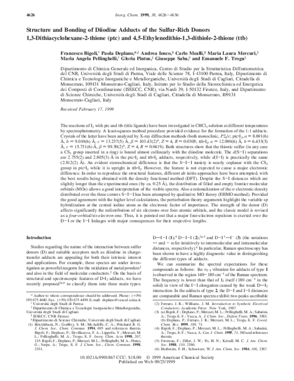 (PDF) Structure and Bonding of Diiodine Adducts of the Sulfur-Rich ...