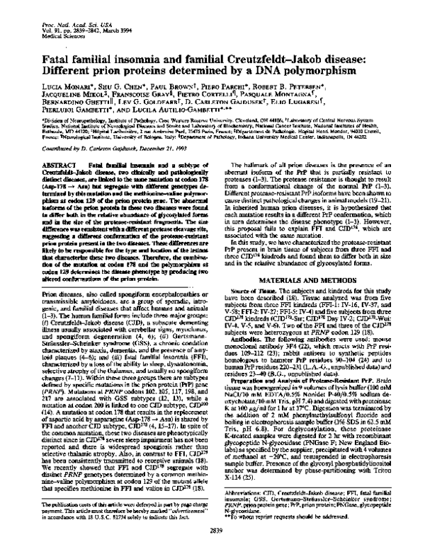 (PDF) Fatal Familial Insomnia and Familial Creutzfeldt-Jakob Disease ...