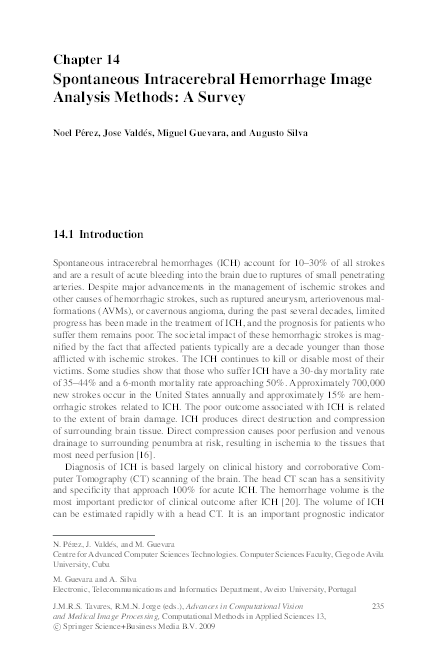 (PDF) Spontaneous Intracerebral Hemorrhage Image Analysis Methods: A Survey