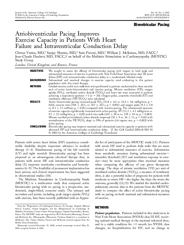 (PDF) Atriobiventricular pacing improves exercise capacity in patients ...