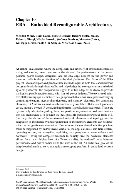 Pdf Era Embedded Reconfigurable Architectures