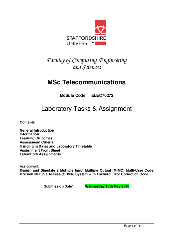(PDF) Laboratory Tasks & Assignment