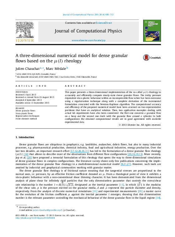 (PDF) A three-dimensional numerical model for dense granular flows based on the rheology
