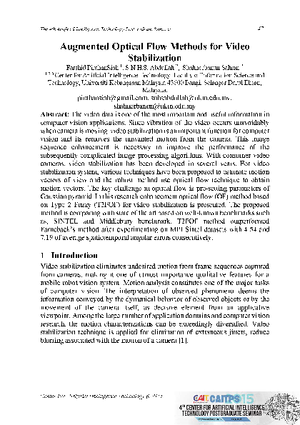 Augmented Optical Flow Methods For Video Stabilization