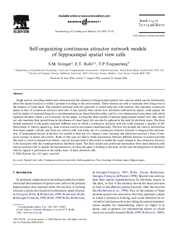 Pdf Self Organizing Continuous Attractor Networks And Path