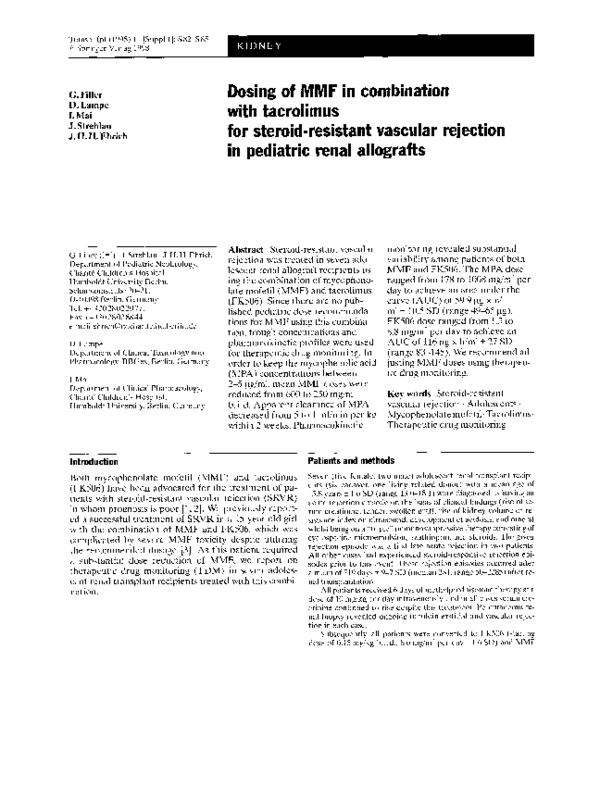 (PDF) Dosing of MMF in combination with tacrolimus for steroid ...