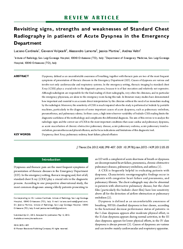 (PDF) Revisiting signs, strengths and weaknesses of Standard Chest ...