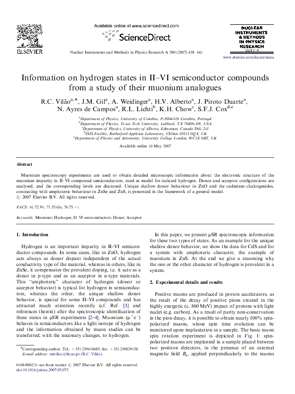 (PDF) Information on hydrogen states in II-VI semiconductor compounds ...