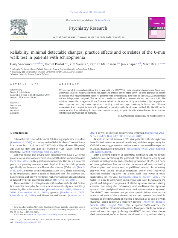 (PDF) Reliability, minimal detectable changes, practice effects and ...