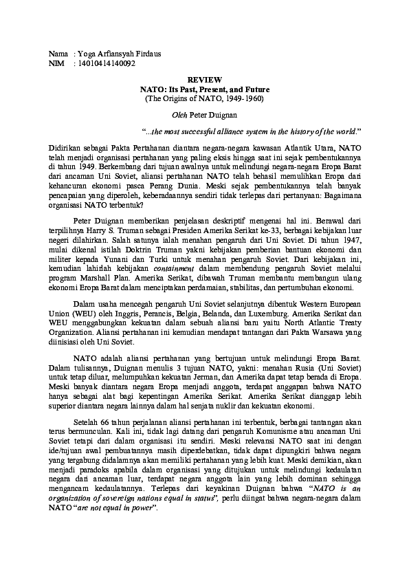 NATO: Its Past, Present, and Future