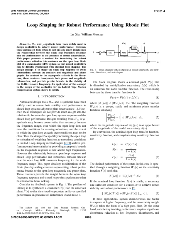 Pdf Robust Performance Via Bode Plot Loop Shaping 