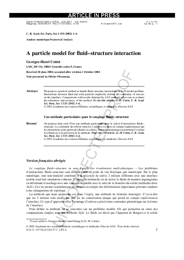 (PDF) A particle model for fluid–structure interaction