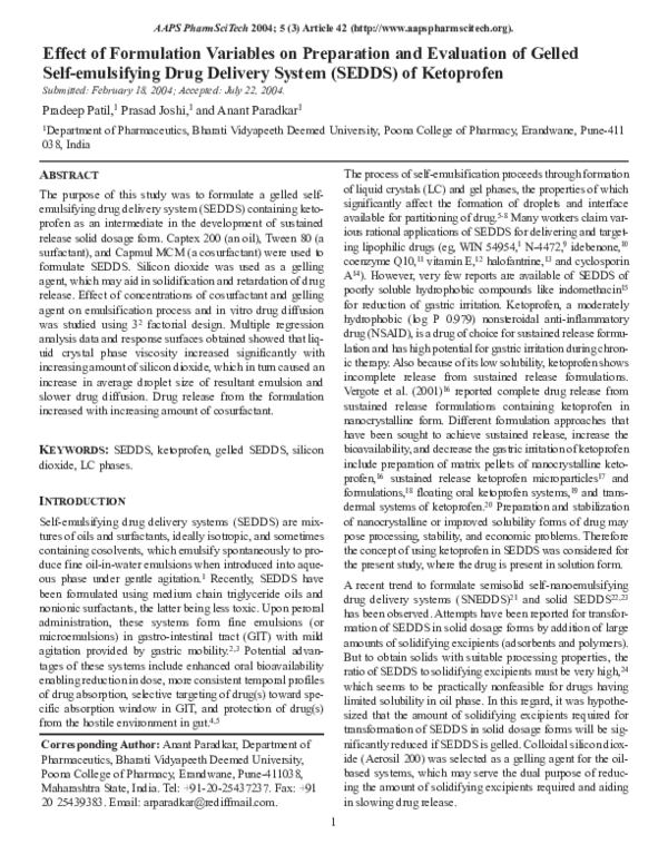 Pdf Effect Of Formulation Variables On Preparation And Evaluation Of