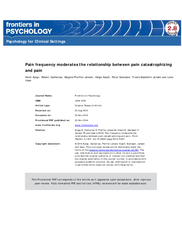 (PDF) Pain frequency moderates the relationship between pain ...