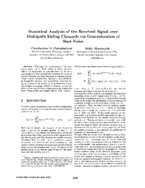 (PDF) Statistical analysis of the received signal over multipath fading channels via ...