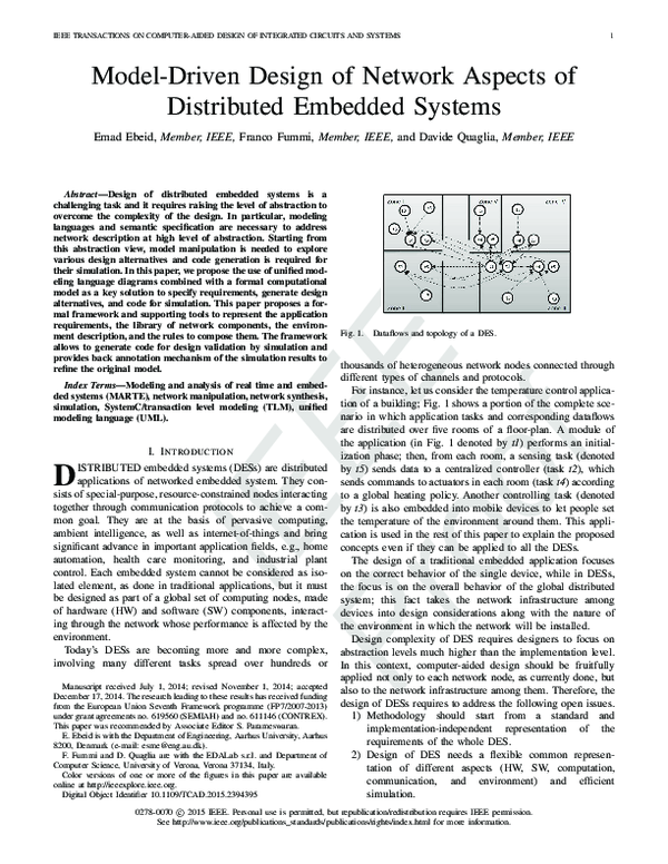 Pdf Model Driven Design Of Network Aspects Of Distributed Embedded