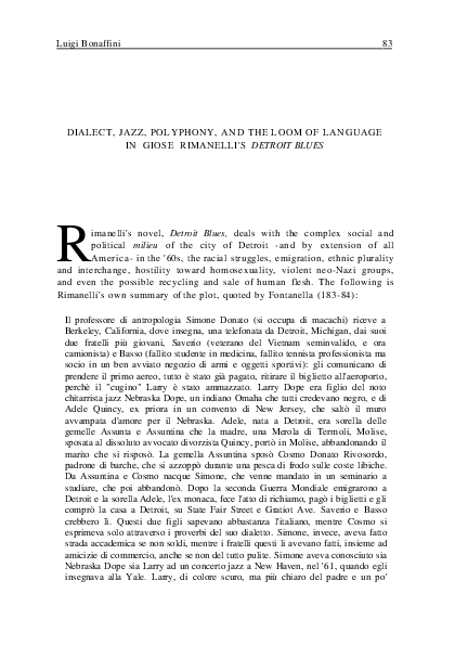 (PDF) Dialect, Jazz, Polyphony, and the Loom of Language in Giose ...