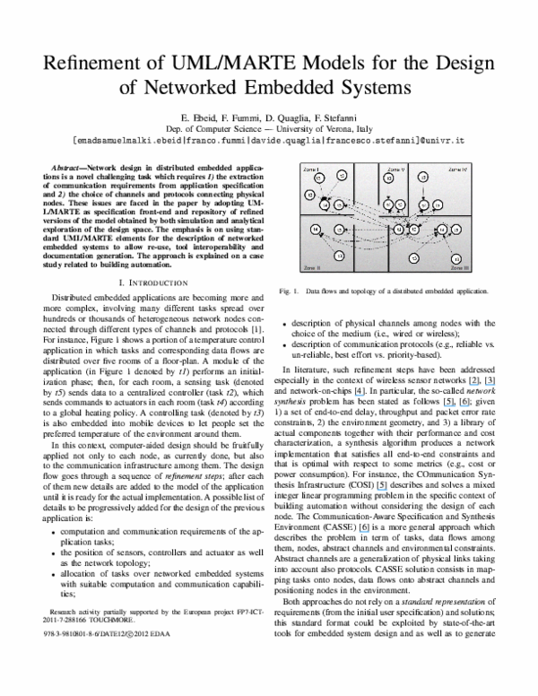 Refinement Of Umlmarte Models For The Design Of Networked Embedded Systems