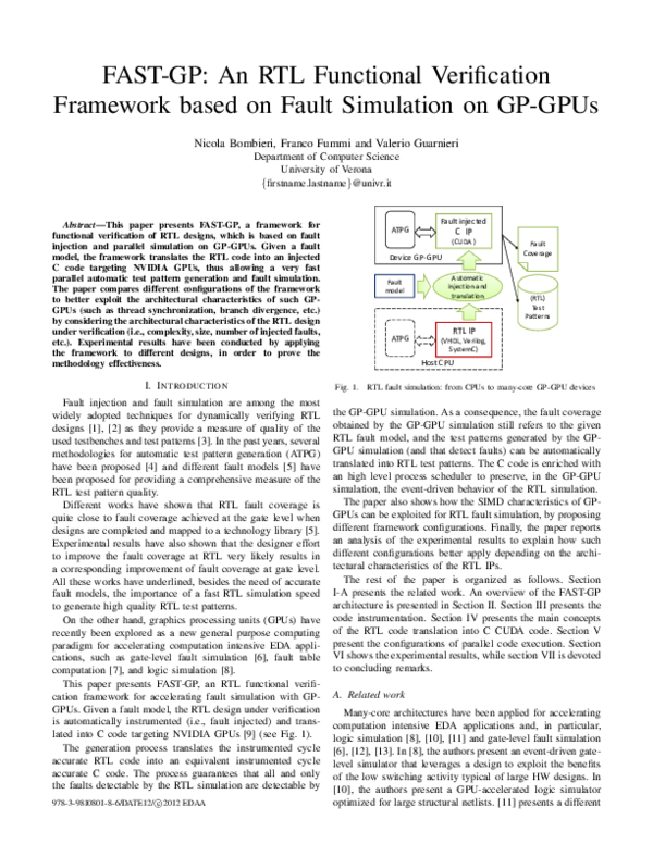 (PDF) FAST-GP: An RTL functional verification framework based on fault simulation on GP-GPUs