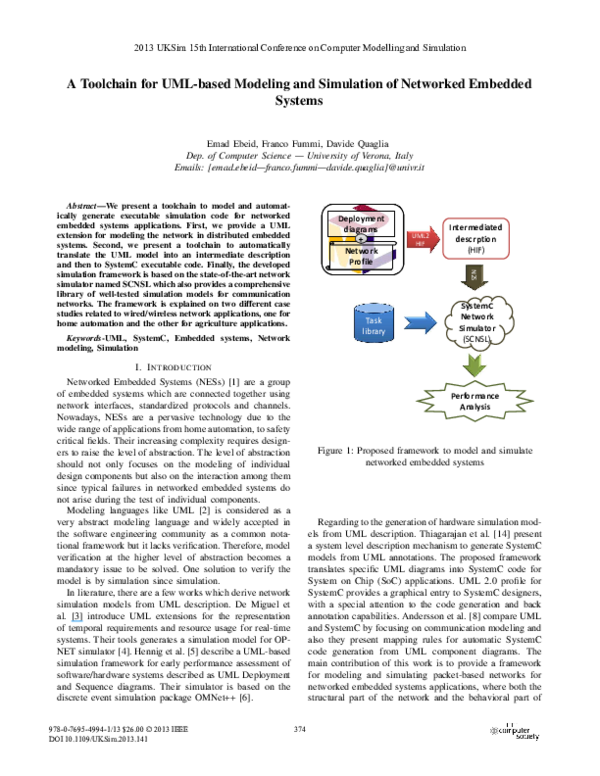 (PDF) A toolchain for UML-based modeling and simulation of networked embedded systems