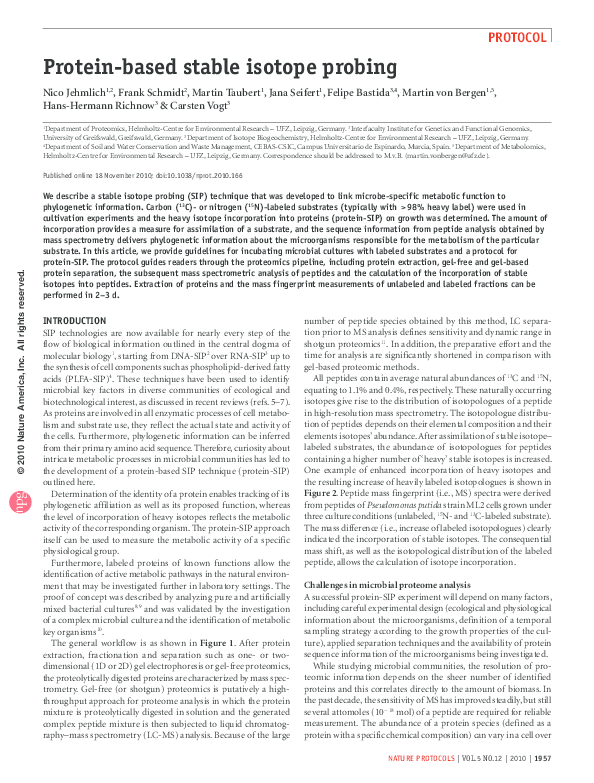(PDF) Protein-based stable isotope probing
