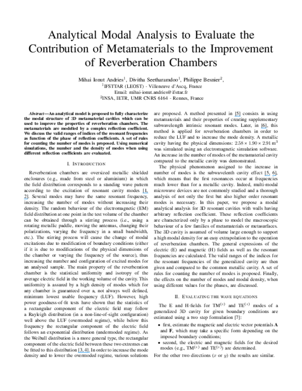 (PDF) Analytical modal analysis to evaluate the contribution of ...