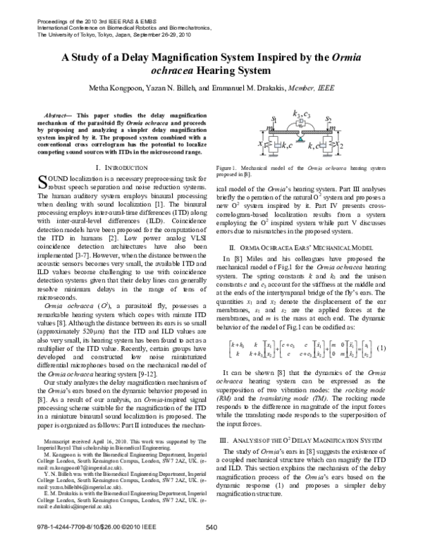 (PDF) A study of a delay magnification system inspired by the Ormia ...