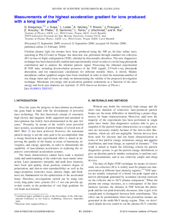 (PDF) Measurements of the highest acceleration gradient for ions ...