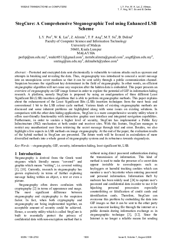 (PDF) StegCure: a comprehensive steganographic tool using enhanced LSB ...