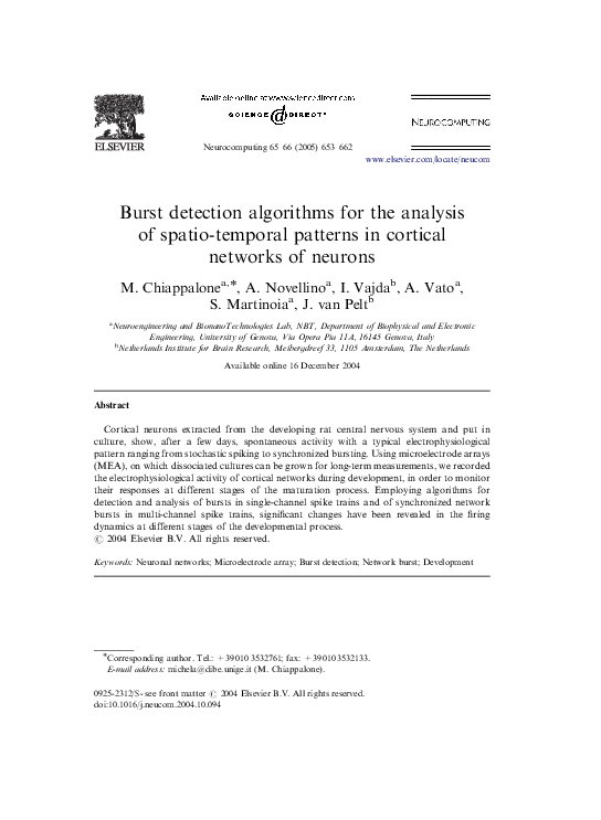 (PDF) Burst detection algorithms for the analysis of spatio-temporal patterns in cortical ...