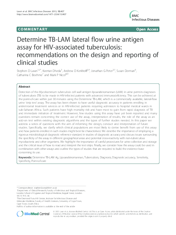 (PDF) Determine TB-LAM lateral flow urine antigen assay for HIV ...