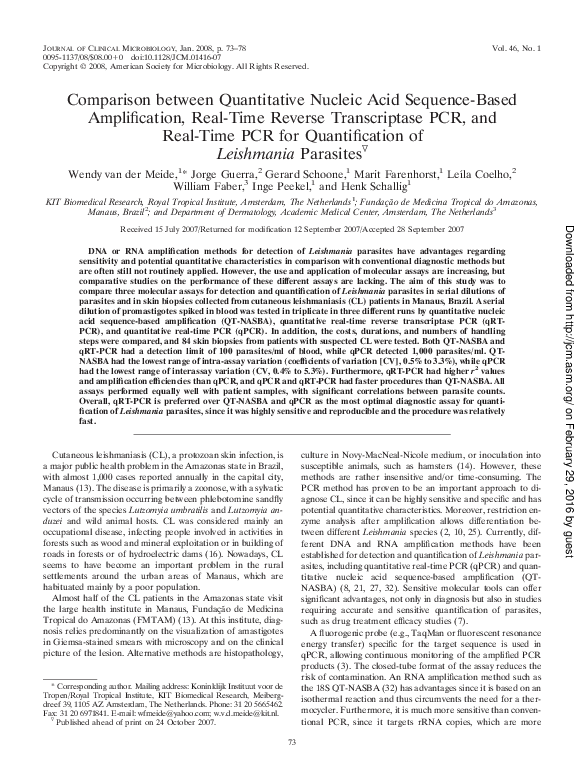 (PDF) Comparison between quantitative nucleic acid sequence-based amplification, real-time ...