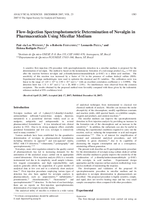 (PDF) Flow injection spectrophotometric determination of aspartame in sweeteners using a solid ...