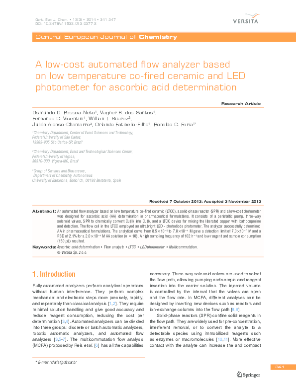 Pdf A Low Cost Automated Flow Analyzer Based On Low Temperature Co