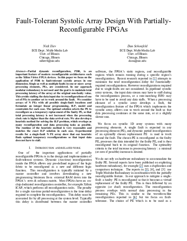 Pdf Fault Tolerant Systolic Array Design With Partially