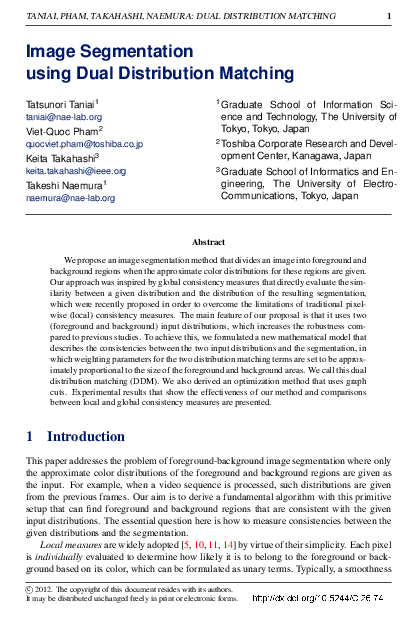 (PDF) Image Segmentation using Dual Distribution Matching