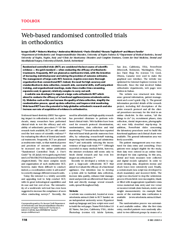 (PDF) Web-based randomised controlled trials in orthodontics