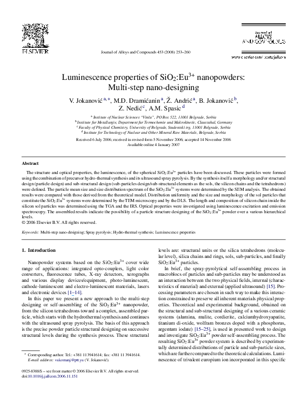 (PDF) Luminescence properties of SiO2:Eu3+ nanopowders: Multi-step nano-designing