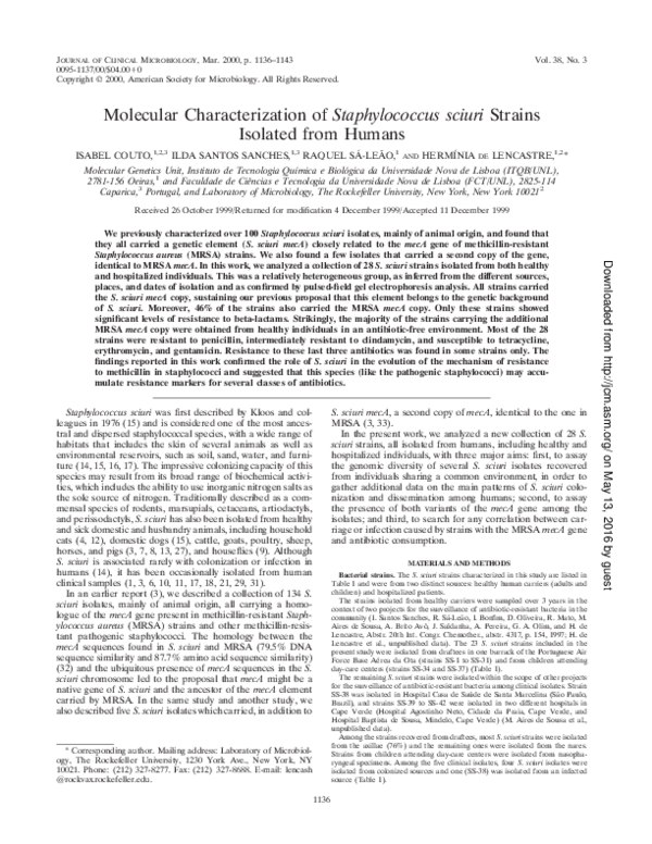 Pdf Molecular Characterization Of Staphylococcus Aureus Isolates From A 2005 Clinical Trial Of