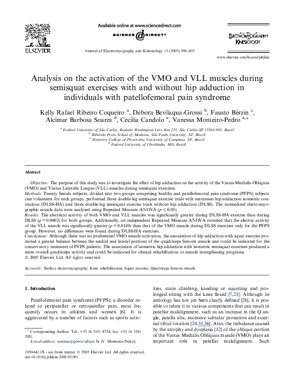 (PDF) Analysis on the activation of the VMO and VLL muscles during ...