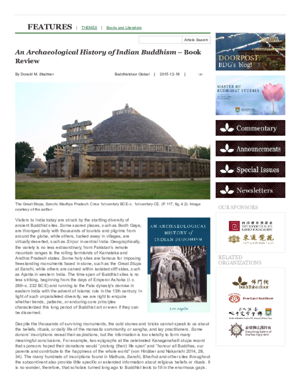 (PDF) An Archaeological History of Indian Buddhism