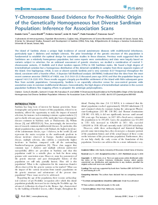 (PDF) Y-Chromosome Based Evidence for Pre-Neolithic Origin of the ...