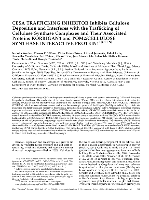 (PDF) CESA TRAFFICKING INHIBITOR Inhibits Cellulose Deposition and ...
