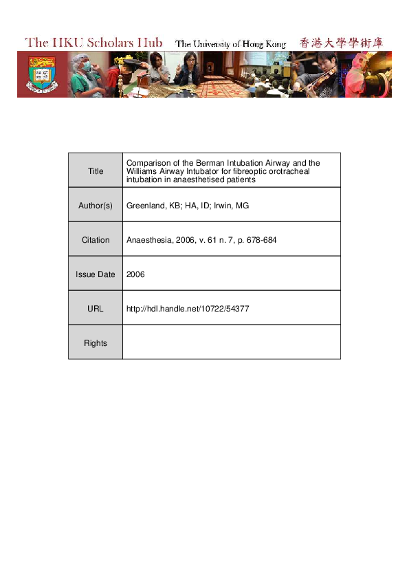 (PDF) Comparison of the Berman Intubating Airway and the Williams ...